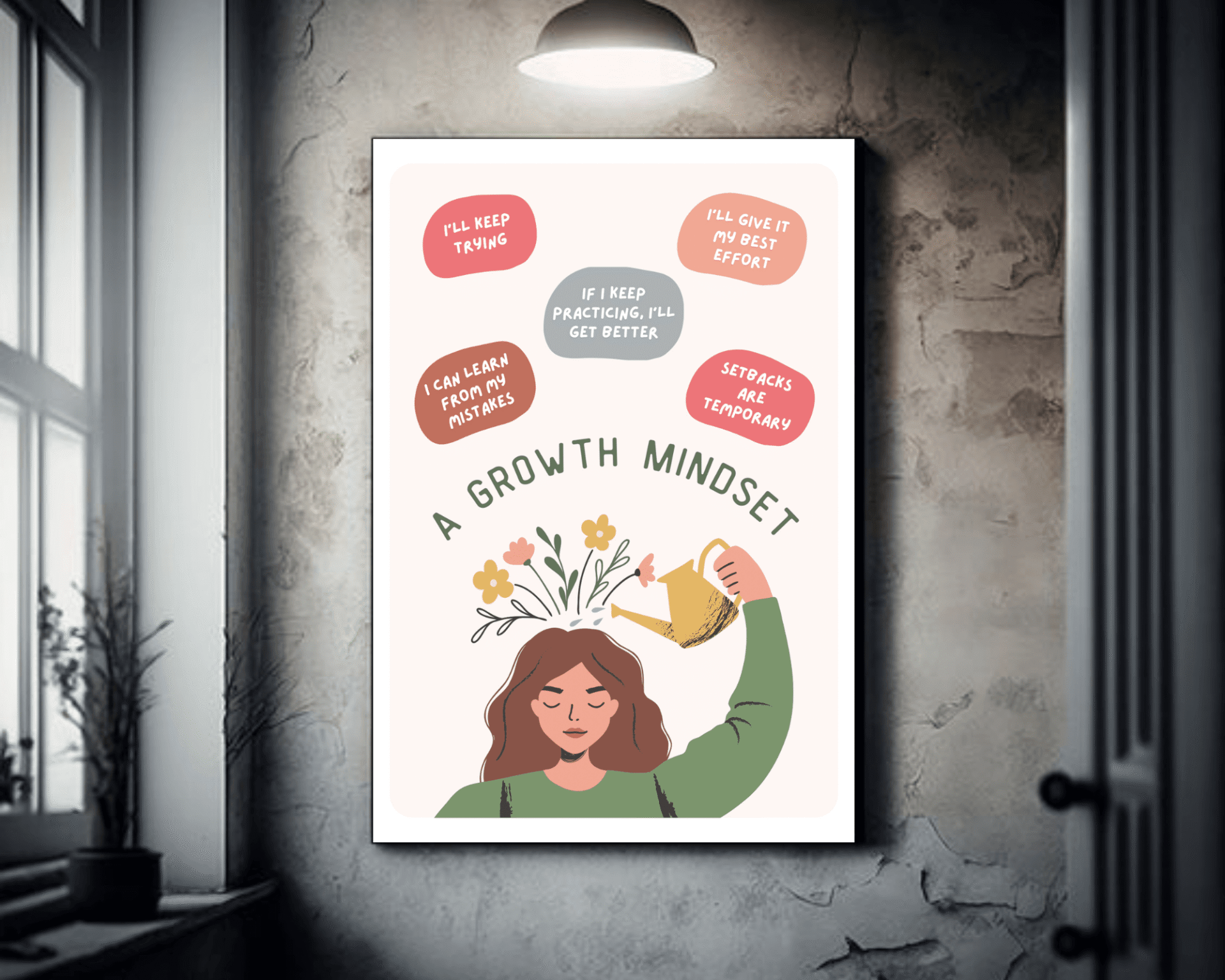 A growth mindset motivational and inspirational wallart, Growth Mindset ...